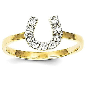 IceCarats 10K Yellow Gold Cubic Zirconia CZ Lucky Horseshoe Ring Animal Lover Equestrian Band Size 6