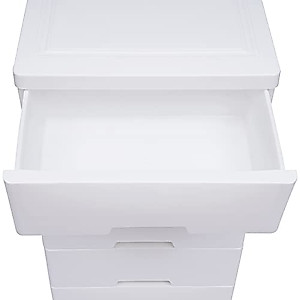 Plastic Drawers Storage Cart Mobile Cabinet with Casters, 5 Drawer Stackable Vertical Clothes Storage Tower Tall Chest Closet, Large Containers Organizer Unit (12"D x 18"W x 33"H - White)