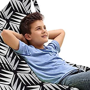 Ambesonne Abstract Lounger Chair Bag, Pattern of Irregular Pointy Shapes Striped Elements Monochrome Scene, High Capacity Storage with Handle Container, Lounger Size, Charcoal Grey and Pearl