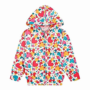 Popshion Baby Girl Jacket Heart Zip up Cute Sweatshirt Kids Warm Coats light Spring Outerwear Toddler Girls Valentine's Day Hoodie 5t