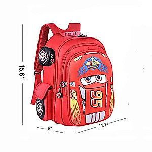 Patogracios Toddler Kids Backpack for Boys Cartoon Car style Kindergarten Child Snack School Bag Red