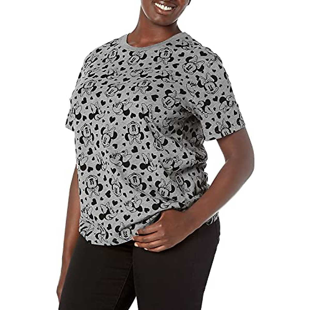 Disney Womens Plus Size T-Shirt Minnie Mouse All Over Print (Heather Grey, 3X)