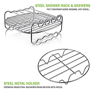 Air Fryer Accessories Set 12pcs Compatible for 4, 4.2, 5, 5.5, 5.8, 6 QT Cosori Gowise Philips Ninja Cozyna Chefman Gourmia Dash Air Fryer