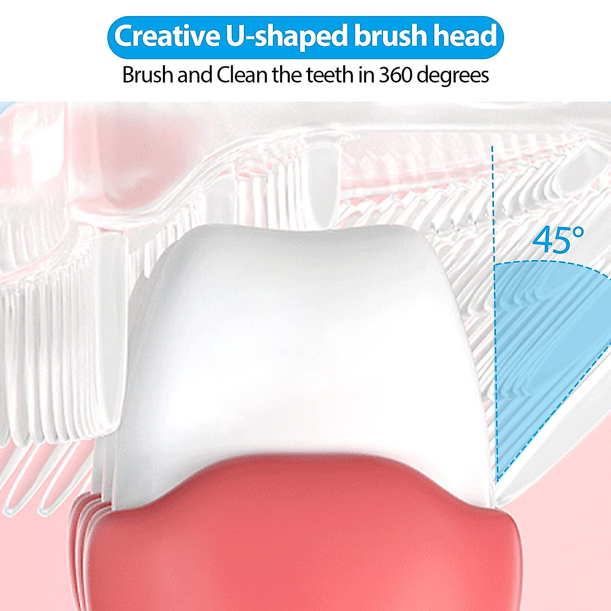 U Shaped Toothbrush for Kids, Manual Training Toothbrush with Detachable Food Grade Soft Silicone Brush Head, 360° Oral Teeth Cleaning Design for Toddlers and Children, Ages 6-12