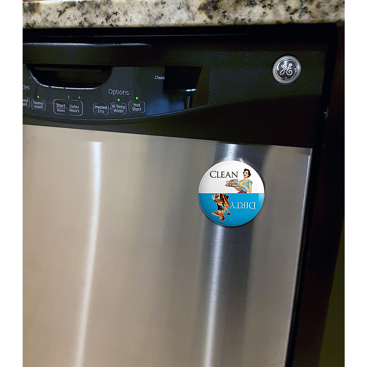 Aloha Girls Gifts Big 3.5” Dirty Clean Dishwasher Magnet Ends Common Kitchen Problem. Adheres to Any Surface. Blue and White.