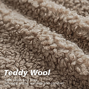 Foindtower Set of 2 Curly Teddy Wool Pillow Covers Decorative Boucle Textured Lumbar Throw Pillow Faux Fur Pillowcases Sheepskin Cushion Case for Sofa Bedroom Car 12"x20" Khaki