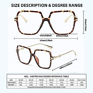 QxAiVMin Oversized Square Reading Glasses for Women, Large Frame Blue Light Blocking Compuer Readers, Big Rimmed Reading Glass