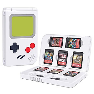 Game Card Case for Nintendo Switch (2019 & 2021 OLED),Nintendo Switch Lite,10 Game Cards & 10 Memory SD Cards Strorage Holder, Gameboy Portable Slim/Small Size Case White