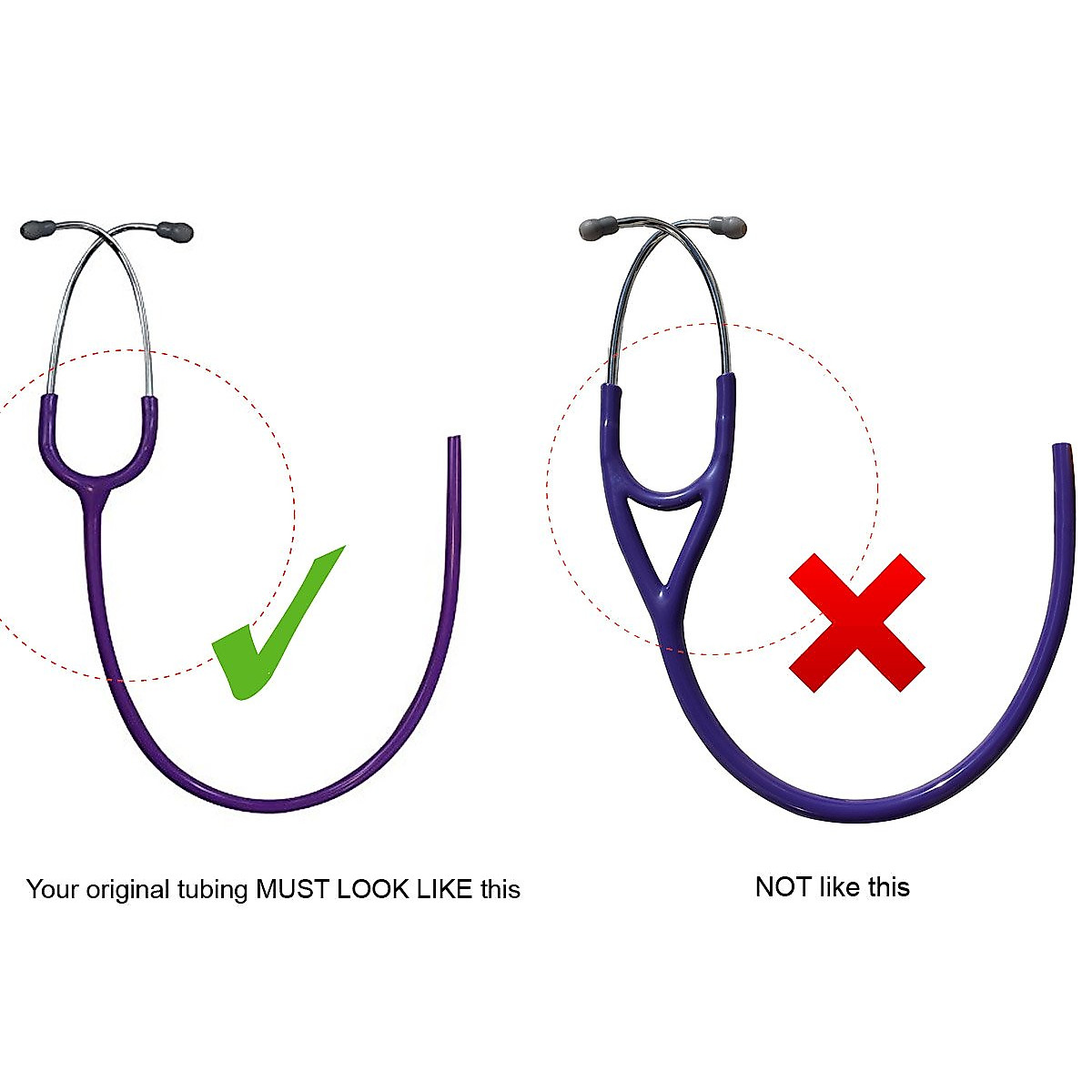 (Stethoscope Binaural) Replacement Tube by Reliance Medical compatible with Littmann® Classic II SE Stethoscope - TUBING (PURPLE)