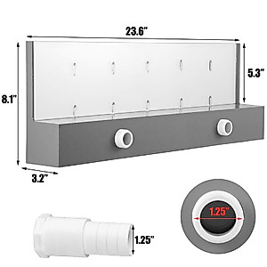 Happybuy Fountain Spillway 23.6x3.2x8.1 Inch, Pool Waterfall Fountain 17 Colors Led, Pool Water Fall Kit with Remote, Pool Spillway Solid Acrylic Pool Waterfall for Garden Pond, Swimming Pool, Square
