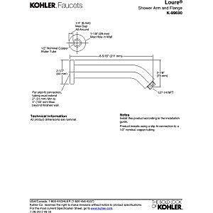 KOHLER K-99690-SN Loure Shower Arm and Flange, Vibrant Polished Nickel