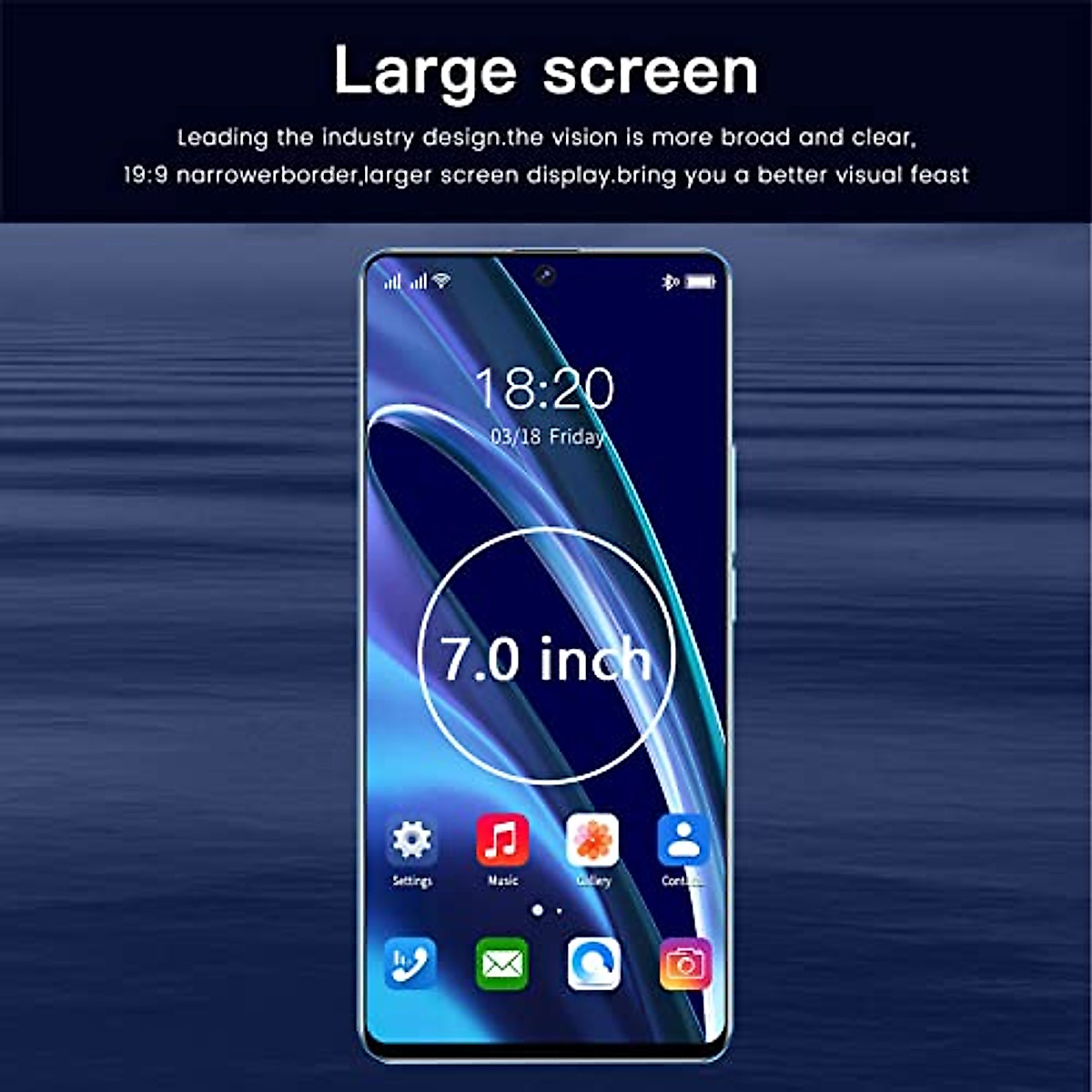 Unlocked Mobile Phones, Adnroid 8.1 7 Inch Ultrathin Smart Phone HD Full Screen Phone, Dual SIM Unlocked Smartphones 2GB +16GB, 2MP+5MP Mobile Cell Phone Gift for Friends (Blue)
