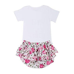 puseky Newborn Baby Girl Auntie Clothes Romper Floral Shorts with Headband Summer Outfits Cute Baby Girl Auntie Outfits 6-12 Months