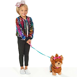 BowBow on The Go Go 11.75-inch Plush Stuffed Animal, Set Includes Leash, 3 Fabric Bows, Brush, and Tutu, Kids Toys for Ages 3 Up by Just Play