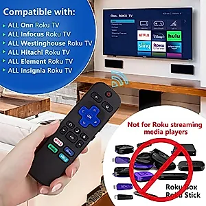 Replacement Remote Compatible for TCL Roku/Hisense Roku/Onn Roku/Insignia Roku/Element Roku/Westinghouse Roku/Hitachi Roku TV, with Buttons for Netflix, Disney+, Hulu, Sling【Not for Roku Stick】
