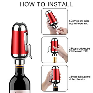 ADWSET Wine Aerator Wine Decanter, One Button Smart Wine Dispenser Wine Pourer Spout Best Wine Gifts for Wine Lovers(Wine red)