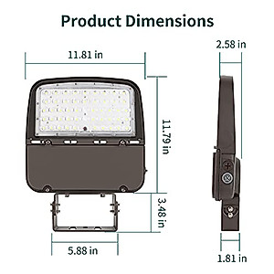 kadision 150W LED Parking Lot Light with Dusk to Dawn Photocell, Dimmable Shoebox Lights with Trunnion Mount, 130LM/W 5000K Daylight 100-277V, 75W/100W/150W Power Tunable, ETL Listed