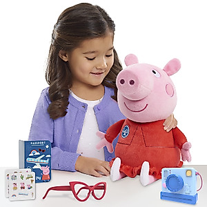 Peppa Pig 13.5-Inch Tourist Peppa Pig Plushie Stuffed Animal, Pig, Light Up Camera, Kids Toys for Ages 3 Up, Amazon Exclusive by Just Play