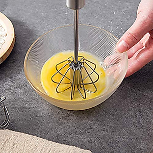 Stainless Steel Semi-automatic Egg Whisk - 3PCS Hand Push Rotary Whisk Blender (3 Pack)