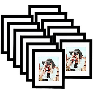 Picrit 8x10 Picture Frame Set of 12, Display 5x7 with Mat or 8x10 Without Mat, Photo Frames for Wall Mounting or Table Top Display, Black.