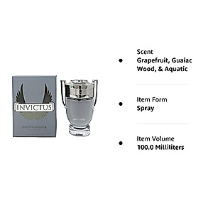 Invictus by Paco Rabanne for Men Eau de Toilette Spray, 3.4 Oz