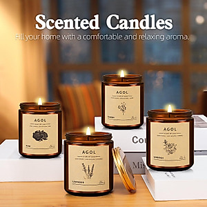 4 Pack Scented Candles for Home, 28 Oz 200 Hours Burn, Luxury Amber Jar Natural Soy Candles, Aromatherapy Candles Set, Candles Gift for Women Men Birthday Thanksgiving Christmas, Spa, Sleep,Yoga,Read