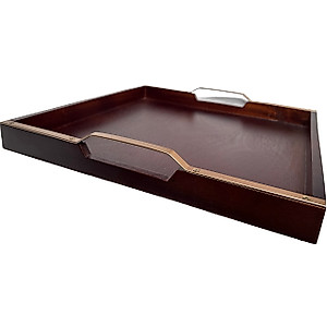 Mountain Woods Brown Large Wooden Serving Tray w/Copper Finished Handles | Coffee/Tea Tray | Decorative Kitchenware | Perfect Ottoman Tray - 20" x 20" x 2"