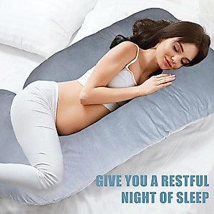 RIJINHONGMU Pregnancy Pillows, U-Shape Full Body Pillow – Grey