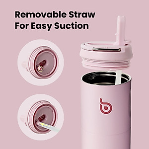 BOTTLE BOTTLE Insulated Water Bottle 24oz with Straw Lid and Handle for Sports Travel Gym Stainless Steel Water Bottles Double-Wall Vacuum Metal Thermos Bottles Leak Proof BPA-Free (Light Pink)