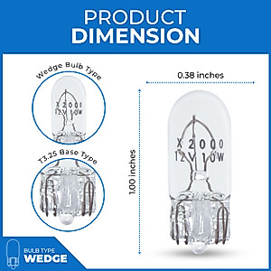 OHLECTRIC T3.25 Soft White Clear Pure Xenon Gas Bulbs with Wedge Base | 10W Dimmable Light Bulbs with100L & 2800K Color Temperature | (Pack of 10) OL-46160