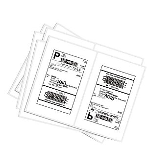BESTEASY 200 Round Corner Half Sheet Self Adhesive Shipping Labels for Laser and Ink Jet Printers, White Blank (100 Sheets, 200 Labels)