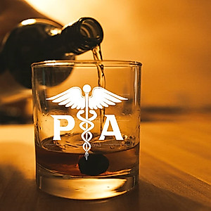 AGMdesign, Funny Double sided Good Day Bad Day Don't Even Ask PA Physician Assistant Whiskey Glasses Gift for Physician Assistant, Graduation Gift