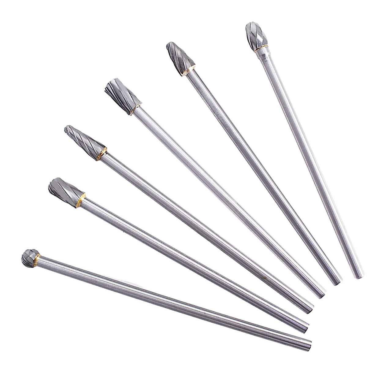 marddpair 6Pcs 6MM(1/4 Inch) Shank 10MM Head 150MM Length Carbide Alloy Rotary Burr Set Fit Rotary Tool for Woodworking, Drilling, Metal Craving, Engraving, Polishing