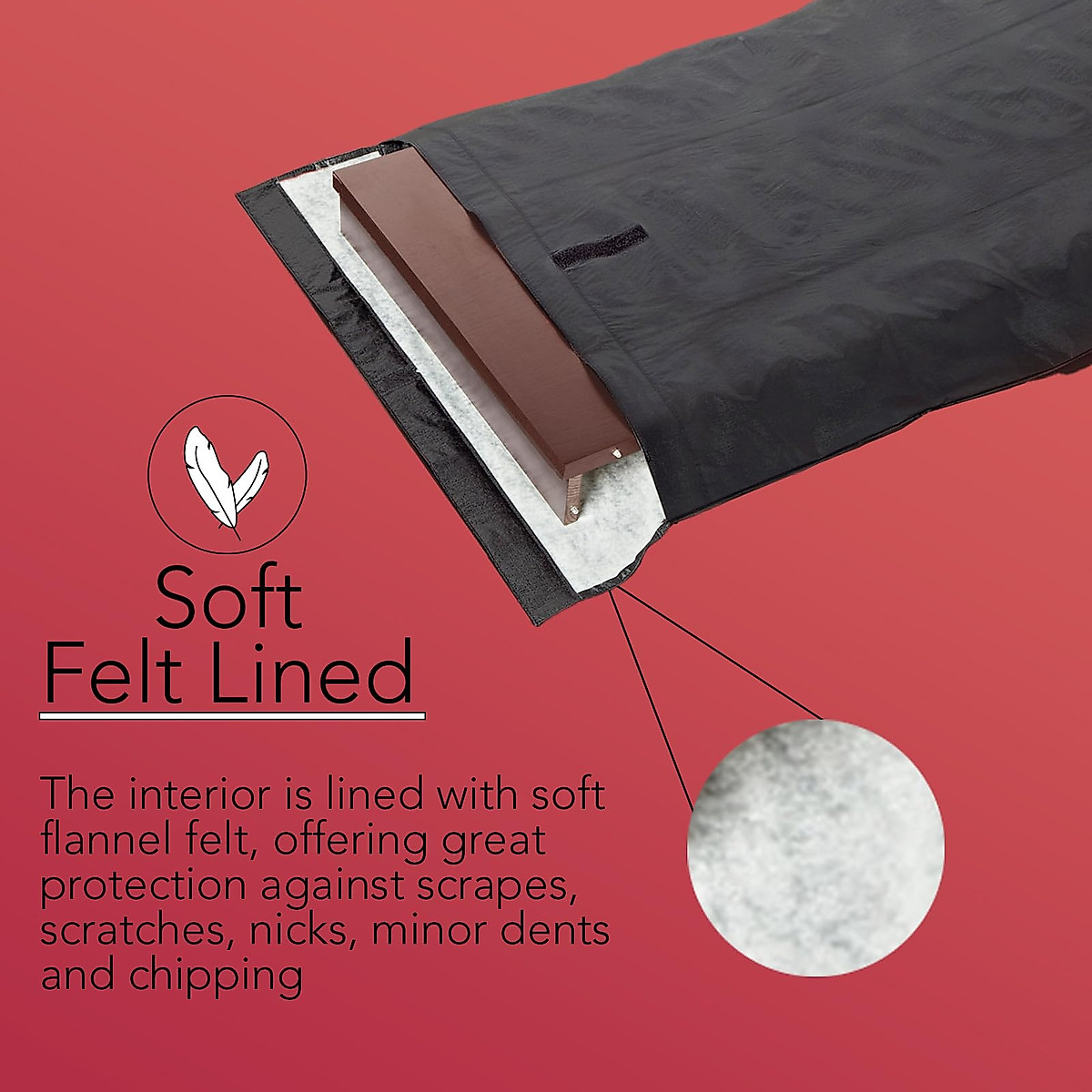 LAMINET Premium Heavy Duty Table Leaf Storage Bag water , scratch resistant. Extra Thick waterproof exterior heavy duty flannel backing. Store Your Table Leaves safely. Holds Leaves up to 26" wide.