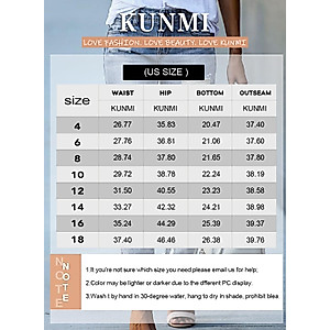 KUNMI Women's Ripped Boyfriend Slim Fit Jeans Frayed Distressed Stretchy Denim Pants