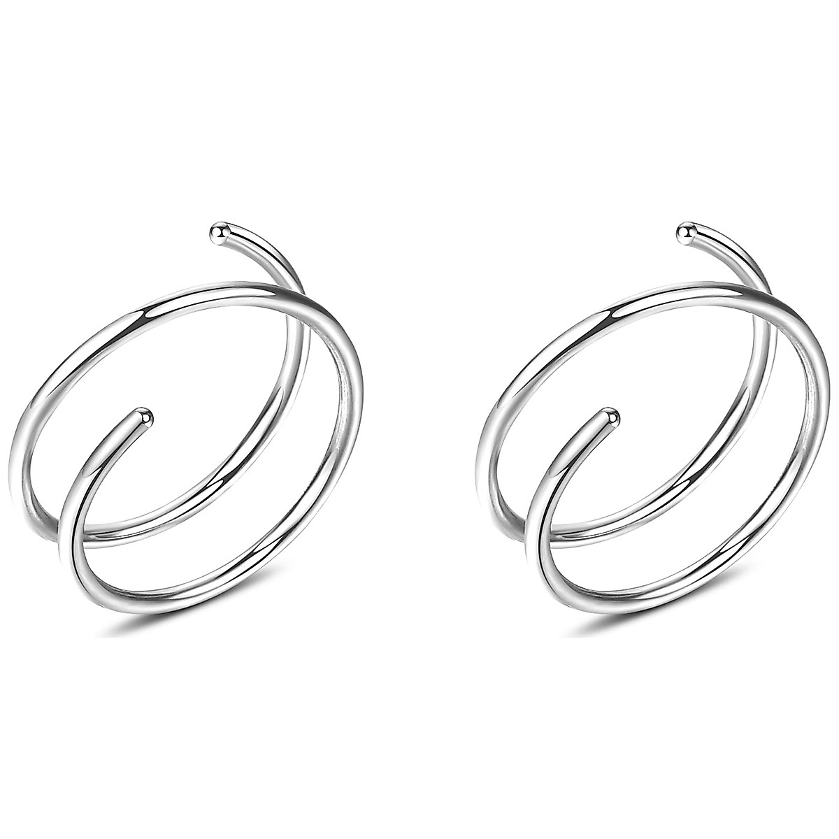 KWUNCCI Double Hoop Nose Ring for Single Piercing 20G Surgical Steel Spiral Nose Rings Hoops Double Nose Ring for Women Men Nose Piercing Jewelry - 8 10mm - Silver Black Gold Rose Gold Rainbow