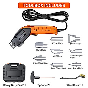 RONGTER Electric Hot Knife Air-cooled Rope Fabric Foam Cutter with 8 Blades Hot Knife, Foam Cutter Cutting Tool for Cloth Ropes Belts Net Tube Foam Board Kt Board Leather Canvas