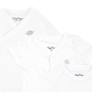3 pack baby Bodysuit I Breathable & Comfort I White short and long sleeve Bodysuit I 6 months old baby I 100% Hypoallergenic cotton. (set de 3 palañeros en algodón)