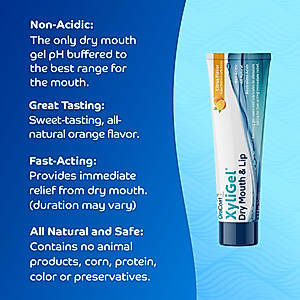 OraCoat XyliGel, Soothing Dry Mouth & Lip Moisturizing Relief Gel, 1.7 Fl Oz, 1 Pack, Citrus with Xylitol, Sugar Free Dry Mouth Gel, Helps Stimulate Saliva, Non-Acidic, Daytime & Night Time Use
