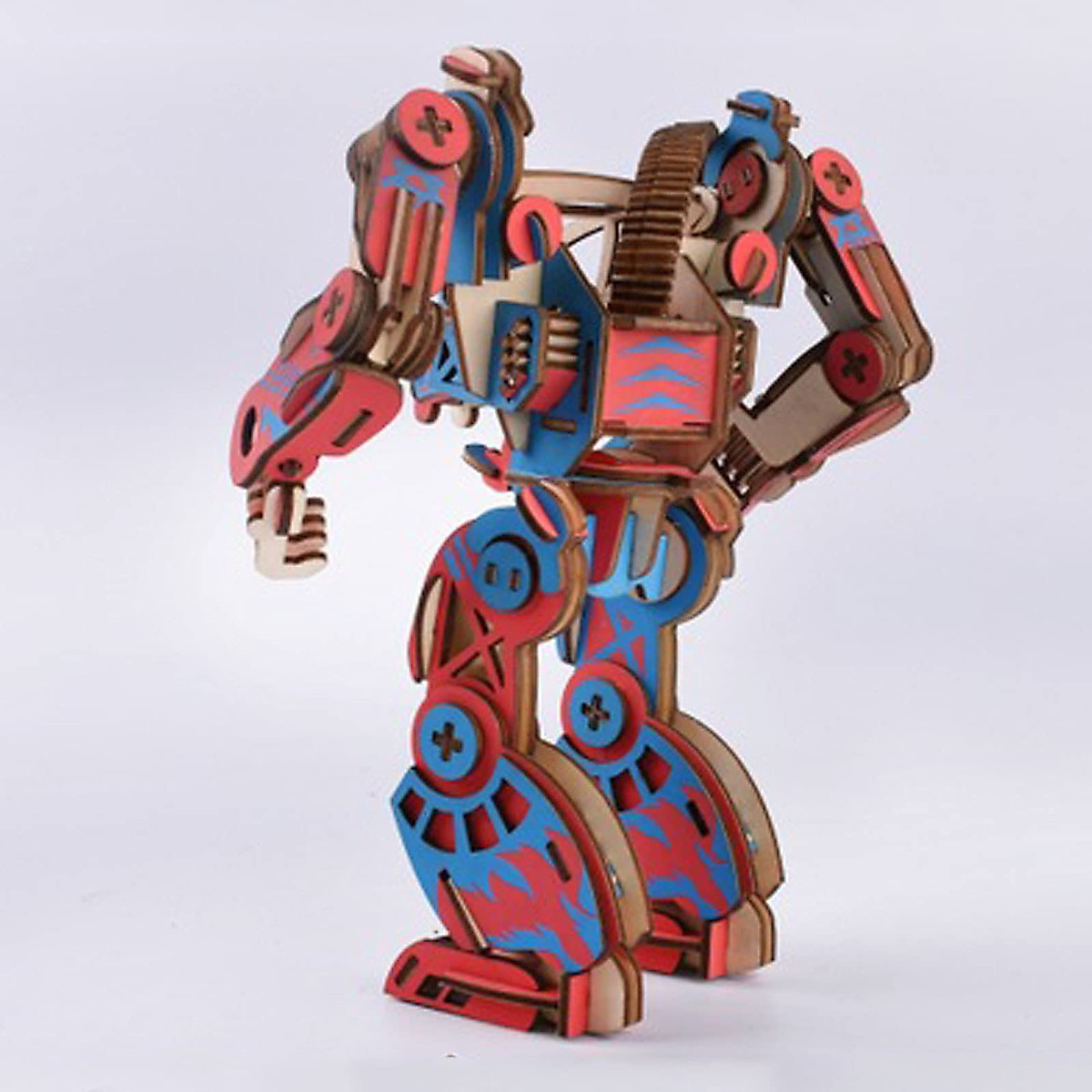 3D Wooden Puzzle DIY Robot Mechanical Armor Model Wood Craft Kit Laser-Cut Kits Engineering Gears Set Assembly