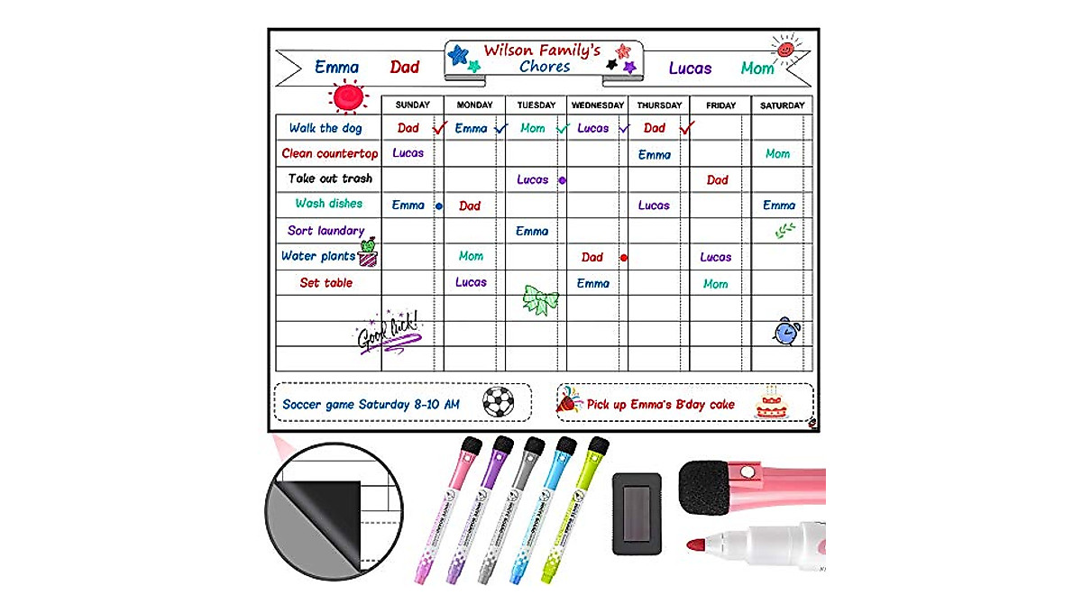 Magnetic Chore Chart for Kids & Adults | Dry Erase Reward Planner