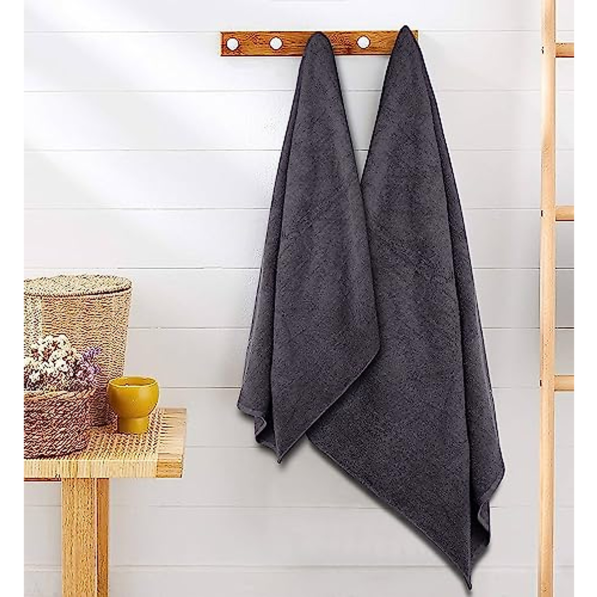 Brooklyn Linen Beach Towel Set | 45x75 Inches Pack of 2 | Oversized & Lightweight | Highly Absorbent & Quick Dry | Large Thick Bath Sheets | Premium Quality Towel | Charcoal Grey