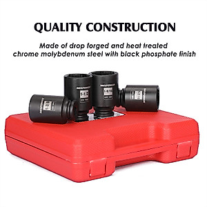 MIXPOWER 1/2-Inch Drive Deep Impact Socket Set, Inch, Cr-Mo, 6-Point, 1-3/8-Inch - 1-3/4-Inch, 7-Piece 1/2" Dr. Deep Spindle Axle Nut Impact Socket Set