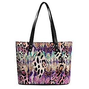 Womens Handbag Animal Lion Pattern Leather Tote Bag Top Handle Satchel Bags For Lady