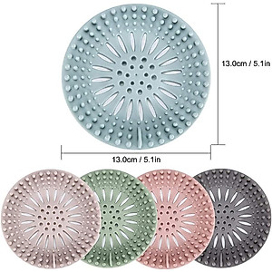 Hair Catcher Shower Drain Covers, 5 Pack Durable Silicone Bathtub Hair Stopper, Easy to Install and Clean, for Bathroom Tub Shower and Sink