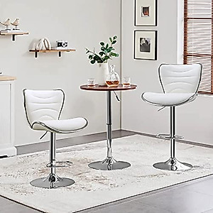 YIMUSTUK Premium Adjustable Swivel Bar Stools,Kitchen Counter Bar Stools Set of 2,White