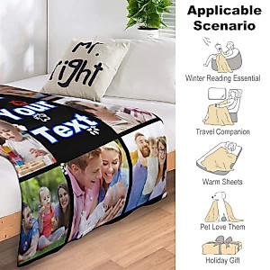 Custom Blankets with Photos, Custom Pet Photo Blankets, Bed Throw Blanket, Collage Picture Throw, from Kid or Adults Photos, for Family Friend Gift (10 Photos)