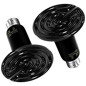 Simple Deluxe 150W Reptile Heat Lamp Bulb Ceramic Heat Emitter No Light Emitting Brooder Coop Heater for Amphibian Pet & Incubating Chicken, 2 Pack Black