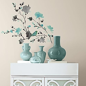 RoomMates RMK2687SCS Blossom Watercolor Bird Branch Peel and Stick Wall Decals, Multi Color