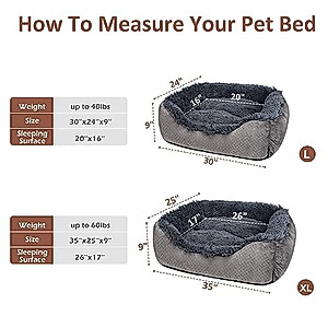 INVENHO Large Dog Bed for Large Medium Small Dogs, Rectangle Washable Dog Bed, Orthopedic Dog Sofa Bed, Durable Plush Pet Bed, Soft Calming Sleeping Puppy Bed with Anti-Slip Bottom L(30"x24"x9")